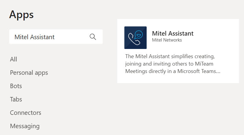 Adding Mitel Assistant
